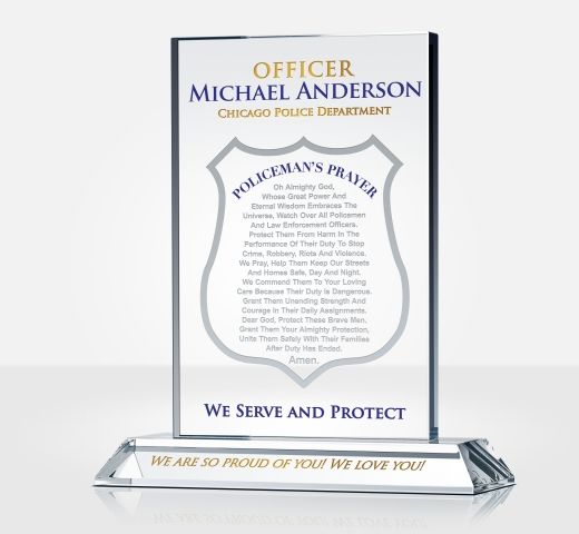 Police Officer's Prayer Plaque and Sample Quotes - DIY Awards