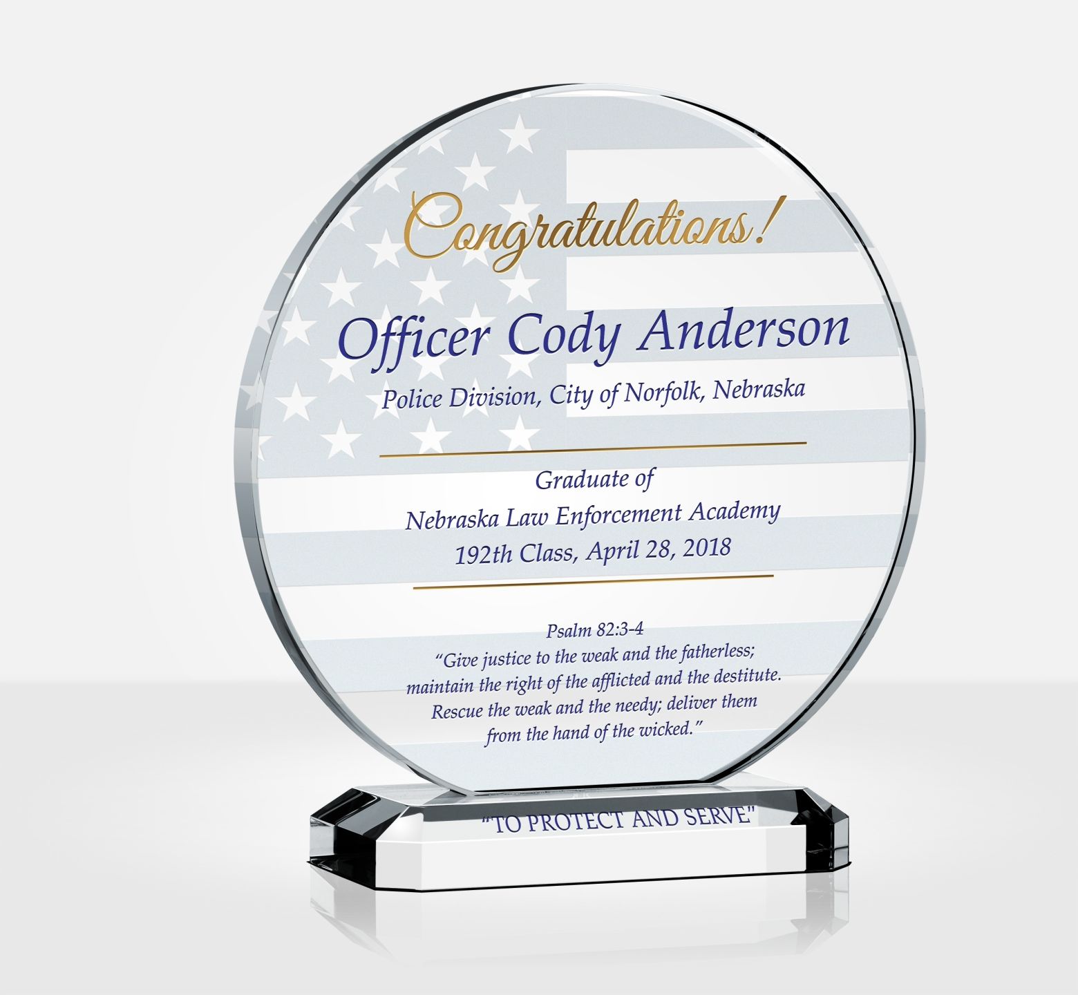 Police Graduation Gift Plaque - DIY Awards