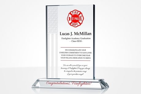 Personalized Crystal Firefighter Gift Plaques - DIY Awards