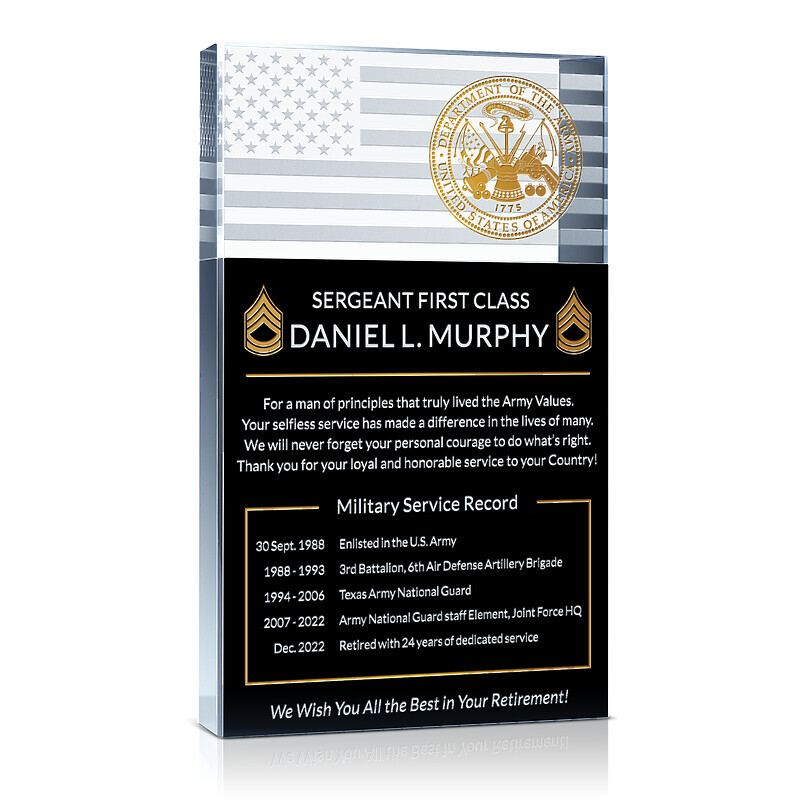 Personalized Military Retirement Gift Plaque - DIY Awards