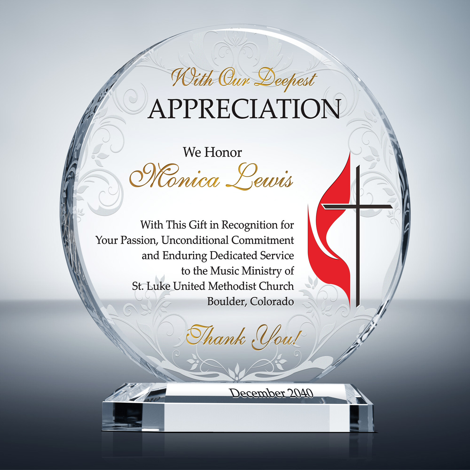 Methodist Music Ministry Appreciation Plaque 608 2 Wording Ideas