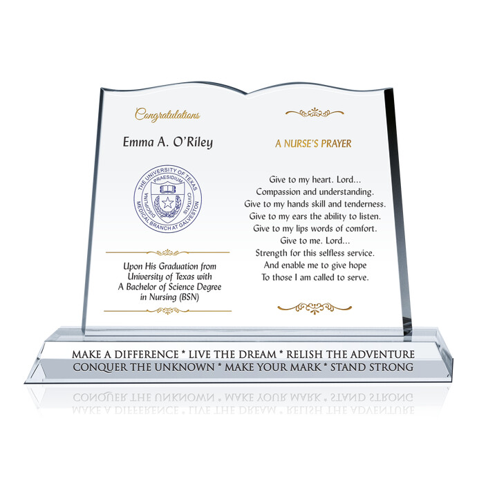 Custom Crystal Plaque for BSN Graduation | DIY Awards
