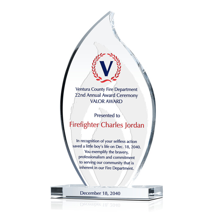 Crystal Flame Firefighter Valor Award | DIY Awards