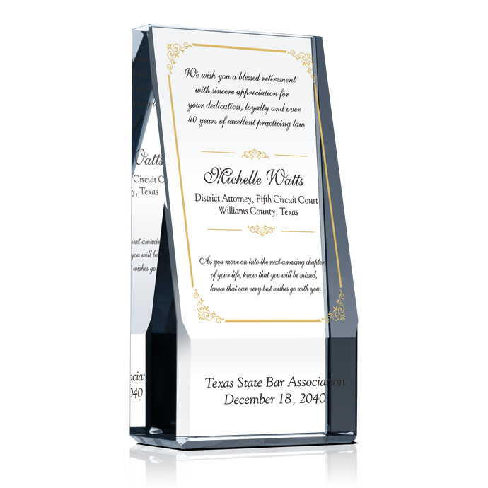Prosecutor/District Attorney Retirement Plaque | DIY Awards