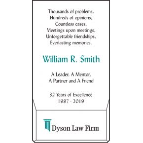 Prosecutor/District Attorney Retirement Plaque - DIY Awards